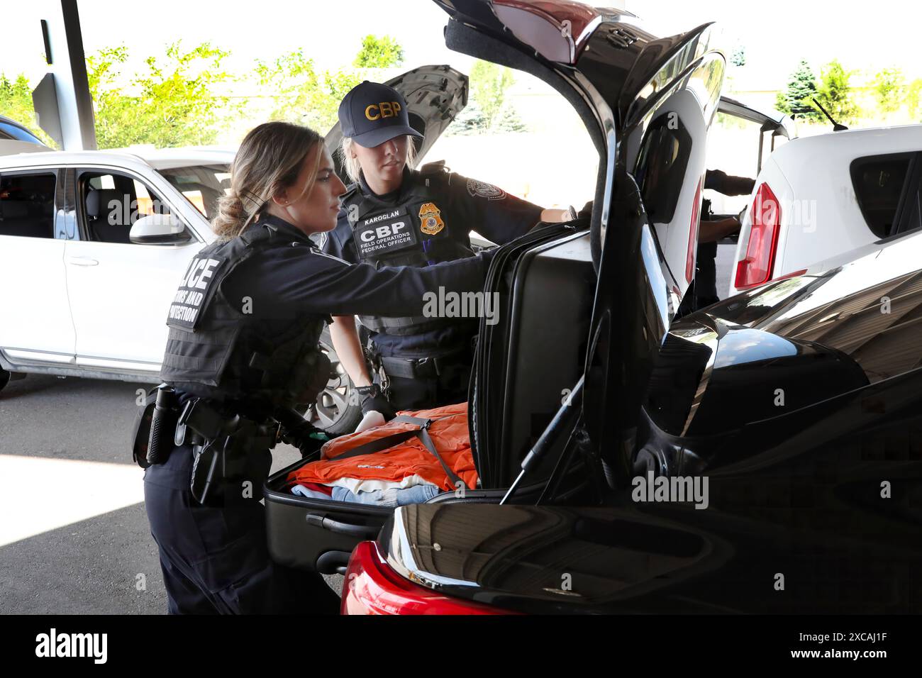 U.S. Customs and Border Protection officers conduct daily operations at ...