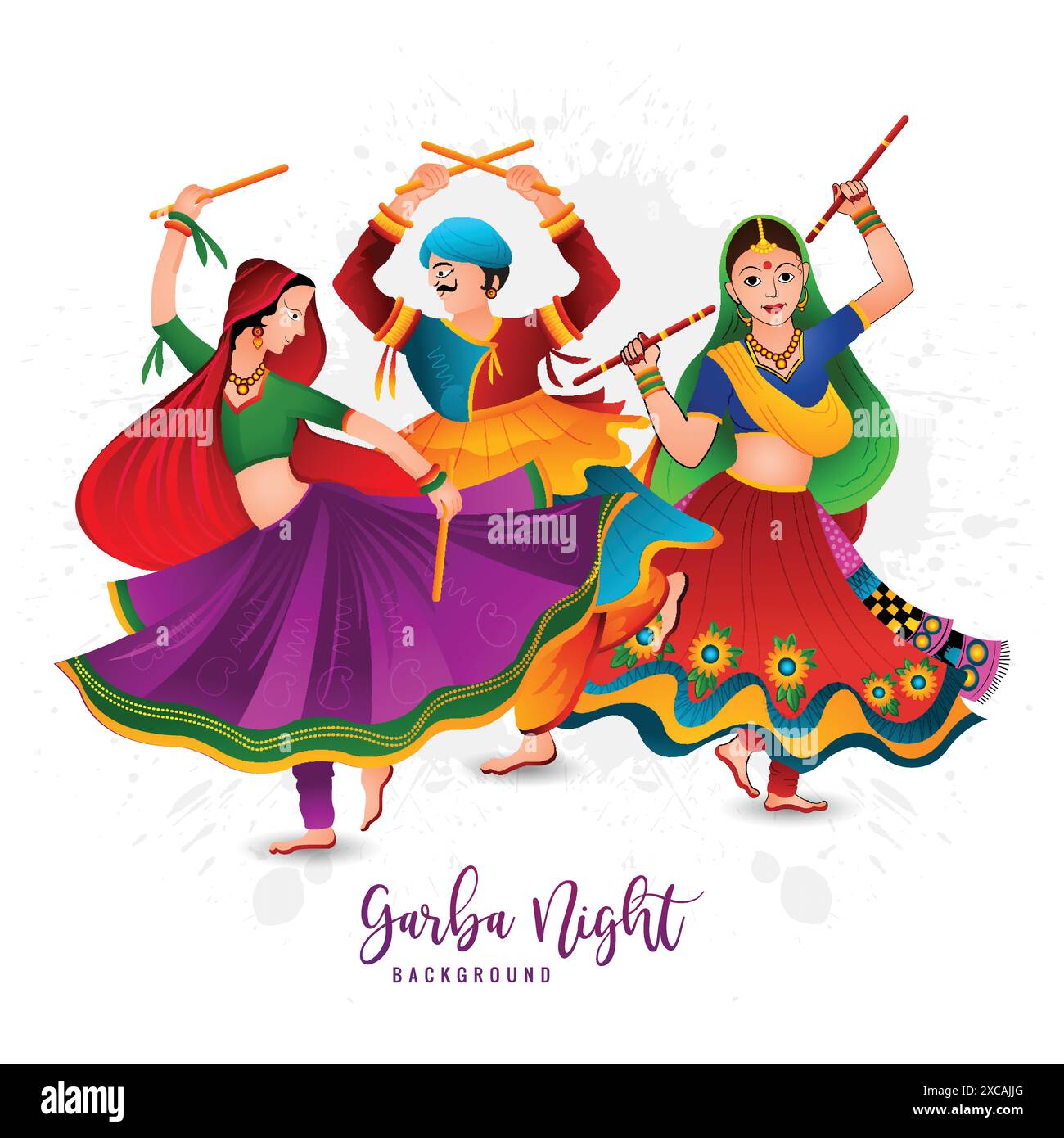Beautiful illustration of people performing garba dance celebration ...