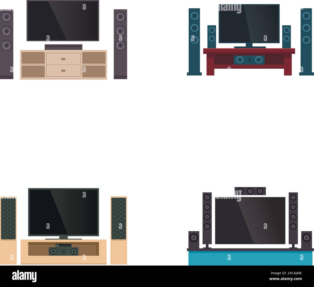 Set of four vector illustrations featuring diverse styles of home ...