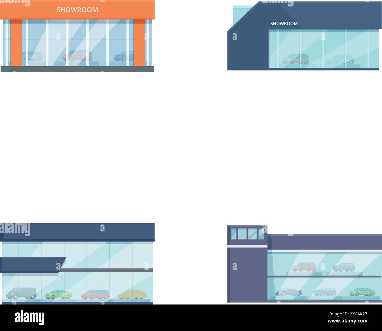 Collection of four stylized vector illustrations showcasing different ...