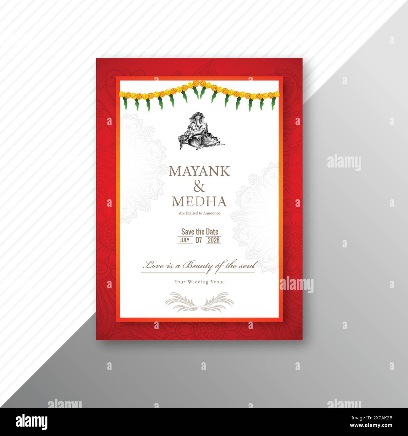 Beautiful indian wedding invitation card design Stock Vector Image ...