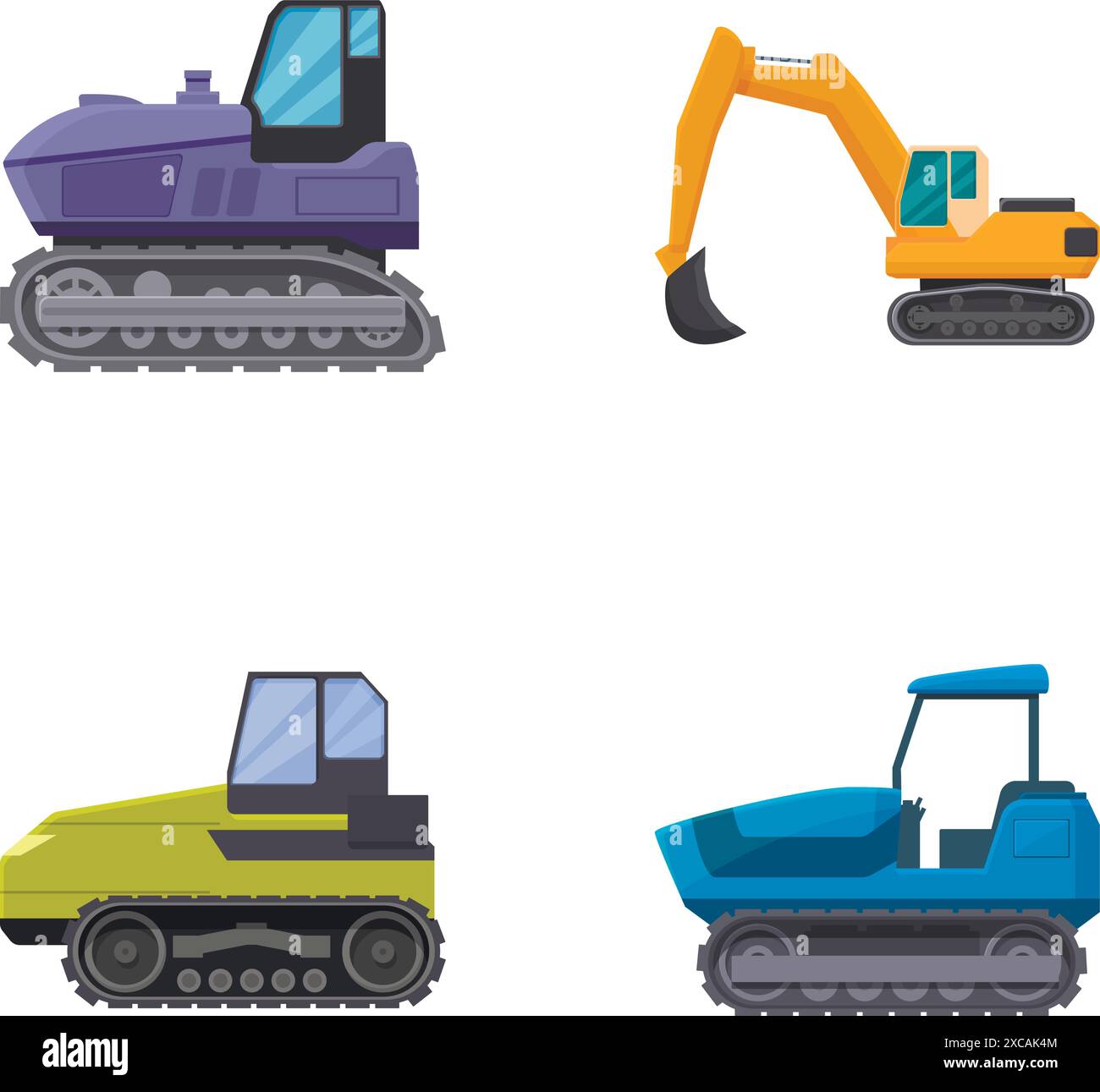Collection of four vector icons depicting various construction vehicles ...