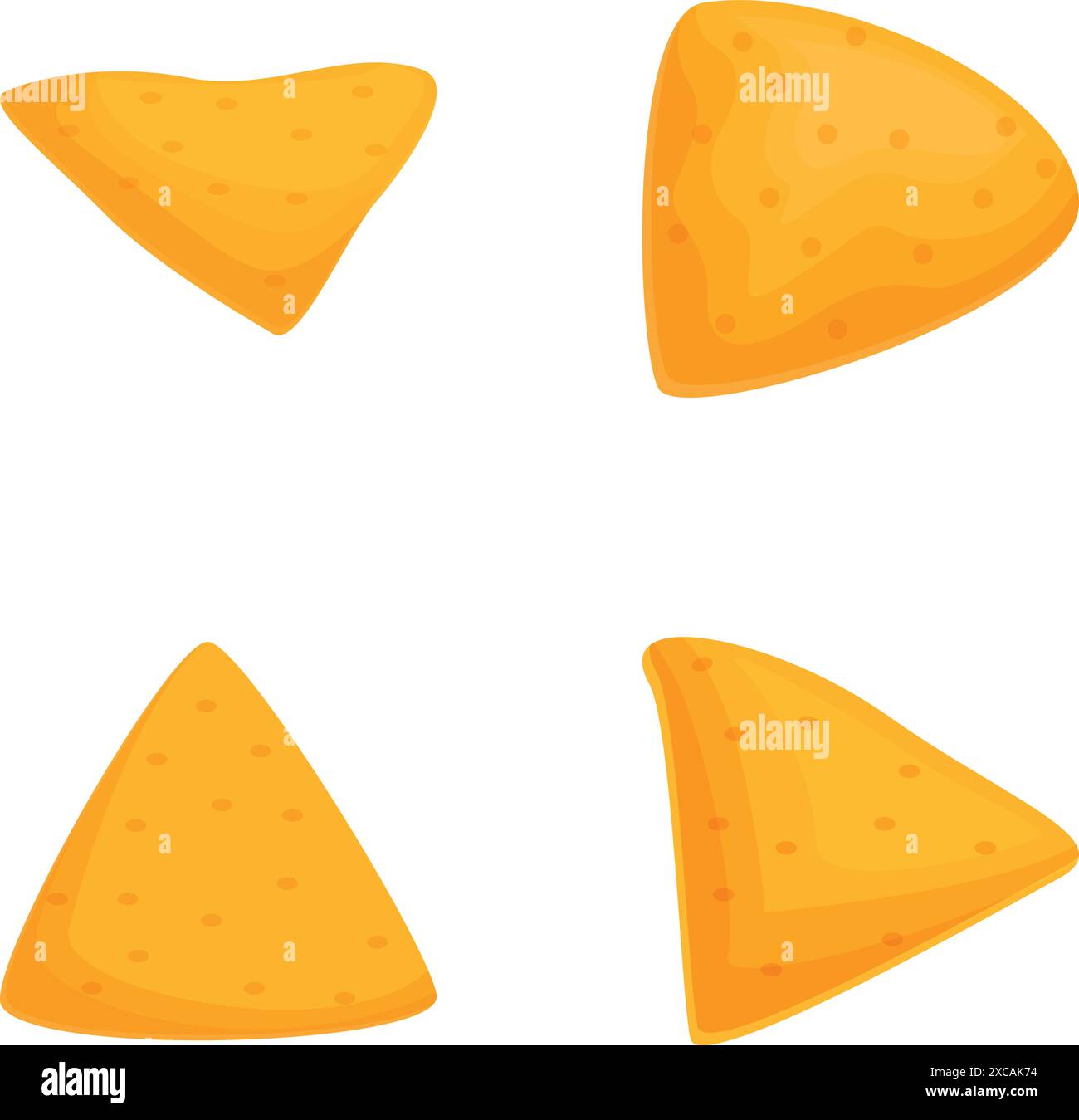 Vibrant illustration of four different nacho chips with varying ...