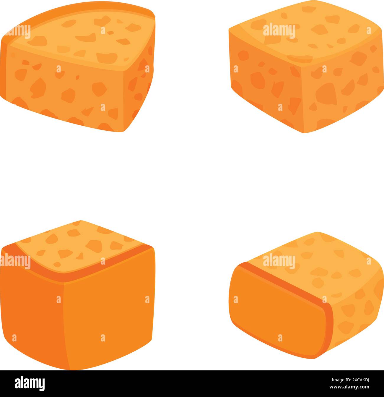 Vector illustration of four different angles of stylized cheese blocks ...