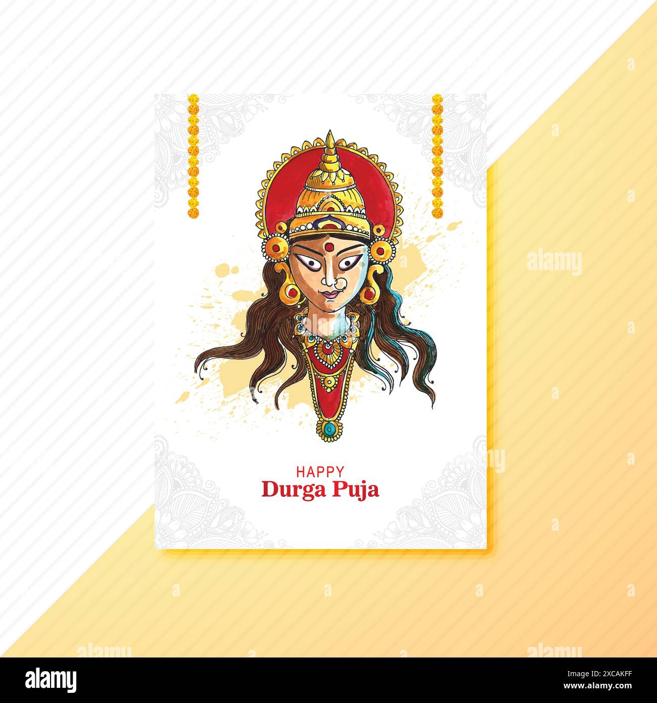 Indian festival goddess durga face holiday celebration brochure card ...