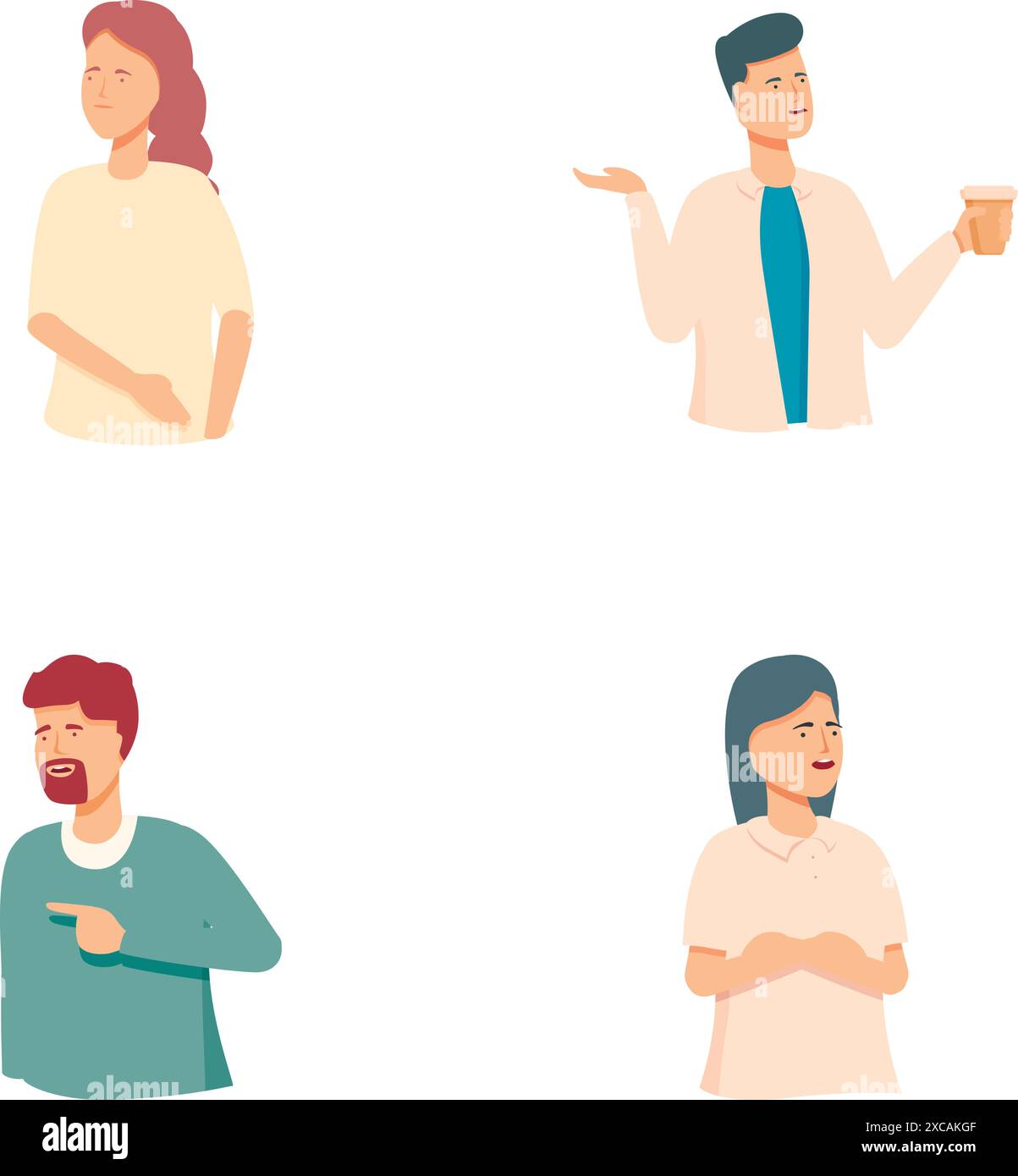 Illustration of four individuals displaying a variety of emotions and ...