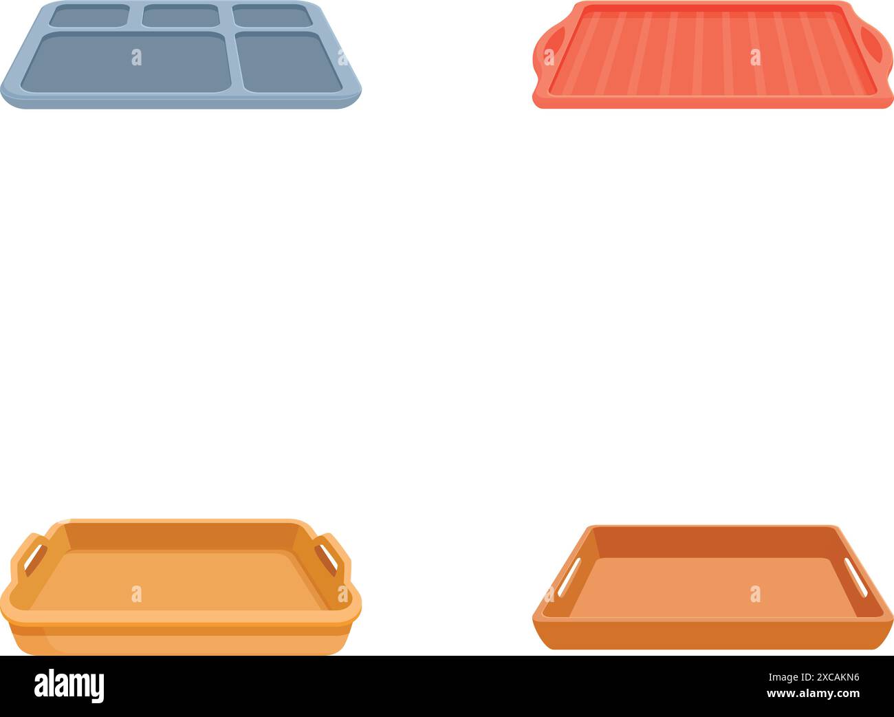 Collection of four colorful isolated baking tray vectors, perfect for ...
