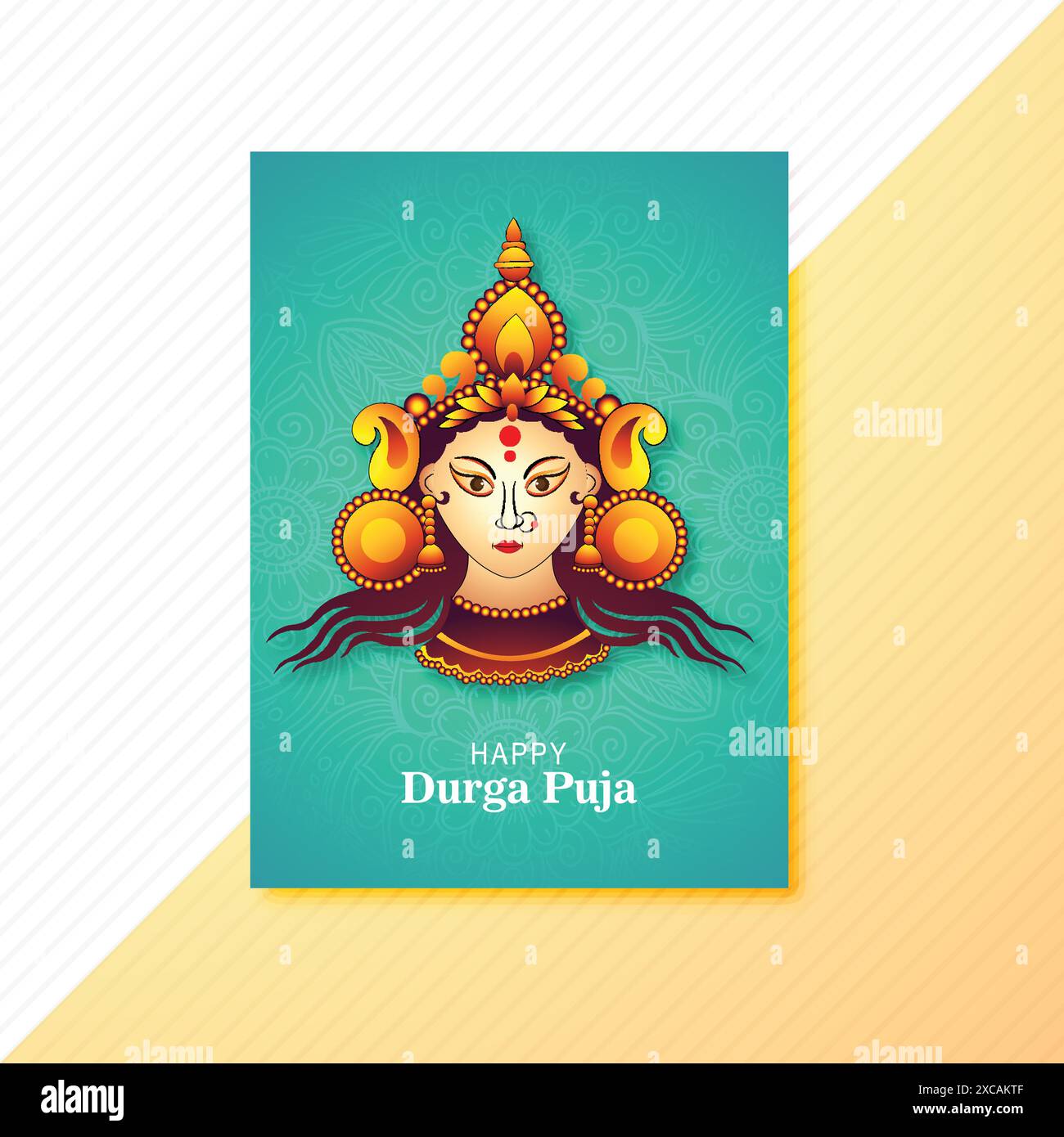 Religious happy durga puja card festival brochure template design Stock ...