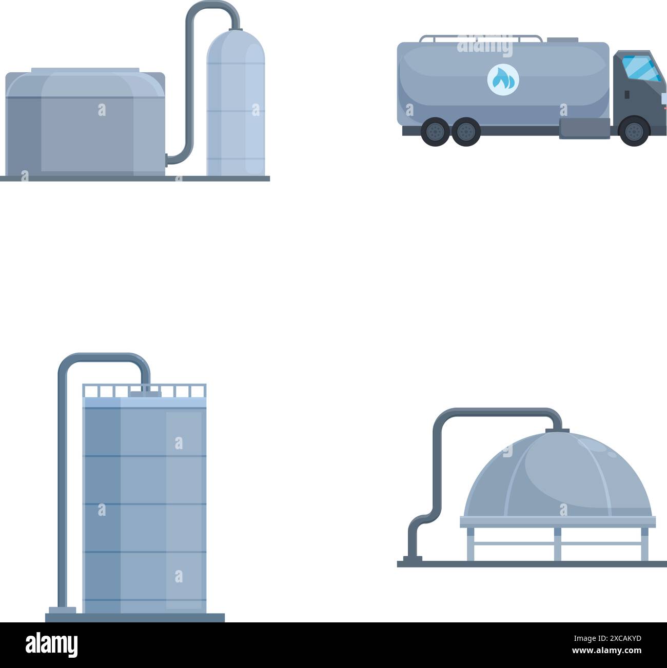 Collection of vector illustrations featuring different industrial ...