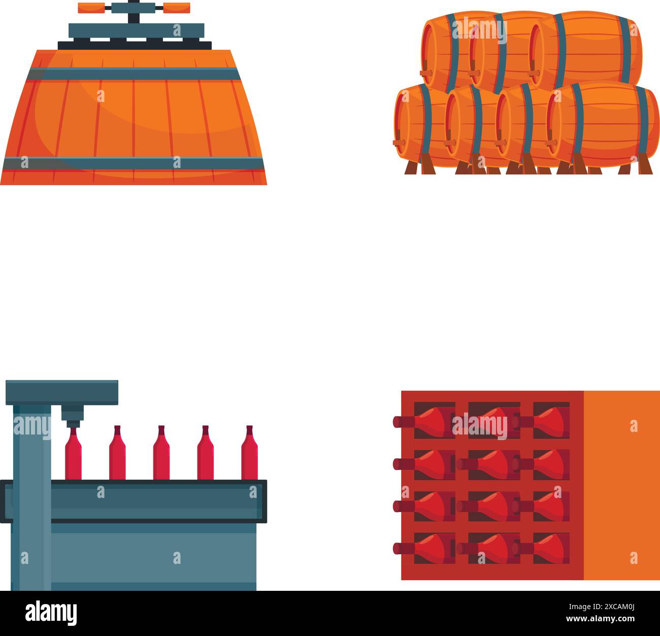 Vector illustration of various industrial machines and equipment ...