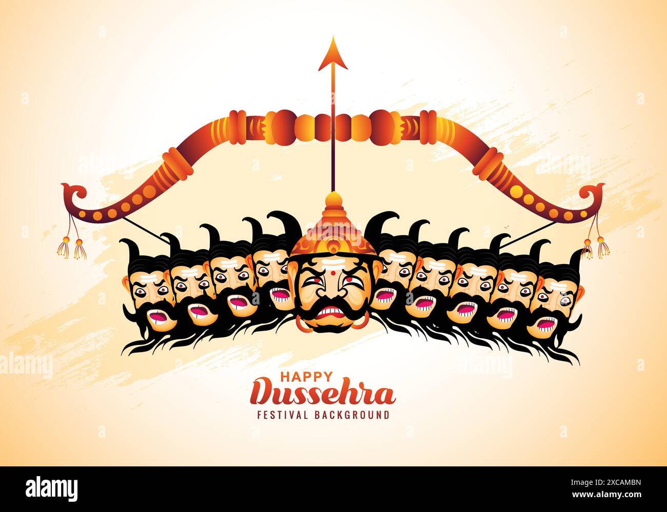 Happy dussehra celebration angry ravan with ten heads card background ...