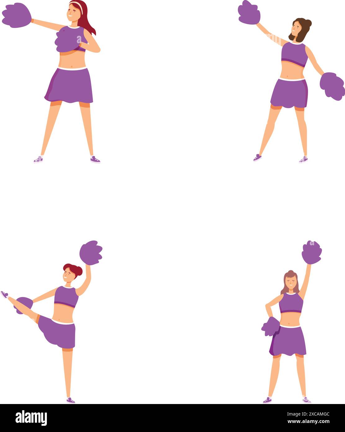 Dynamic And Energetic Cheerleader Poses Collection Set With Female