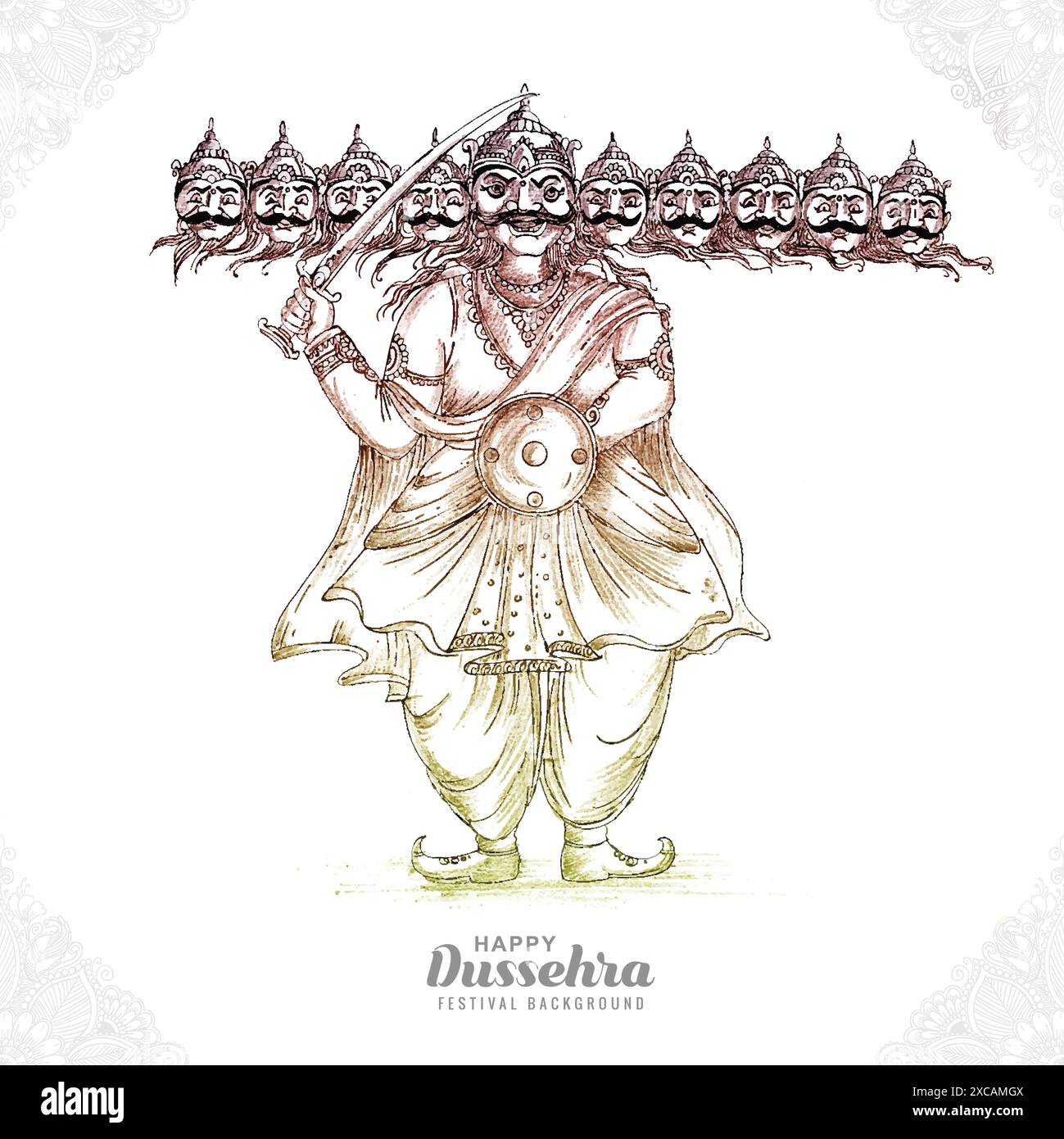 Happy dussehra celebration ravan with hand draw sketch design Stock ...