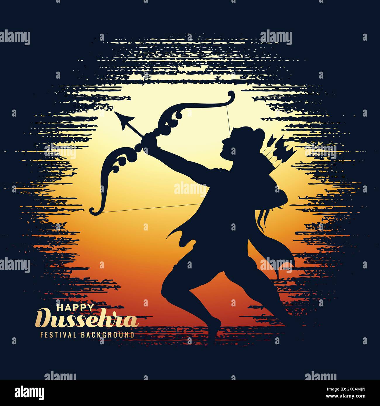 Happy dusshera illustration of lord rama with bow giving card holiday ...