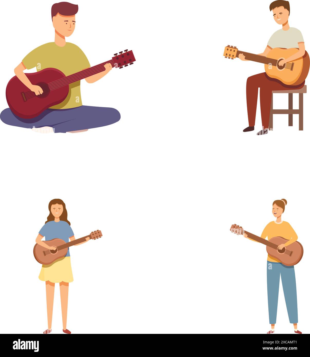 Collection of illustrations featuring people of different genders ...