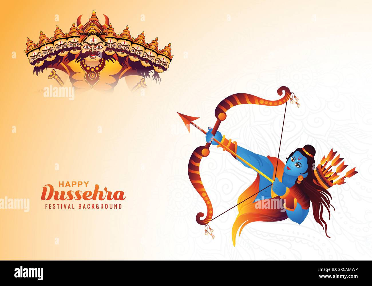 Lord rama with arrow killing ravana in navratri celebration card ...
