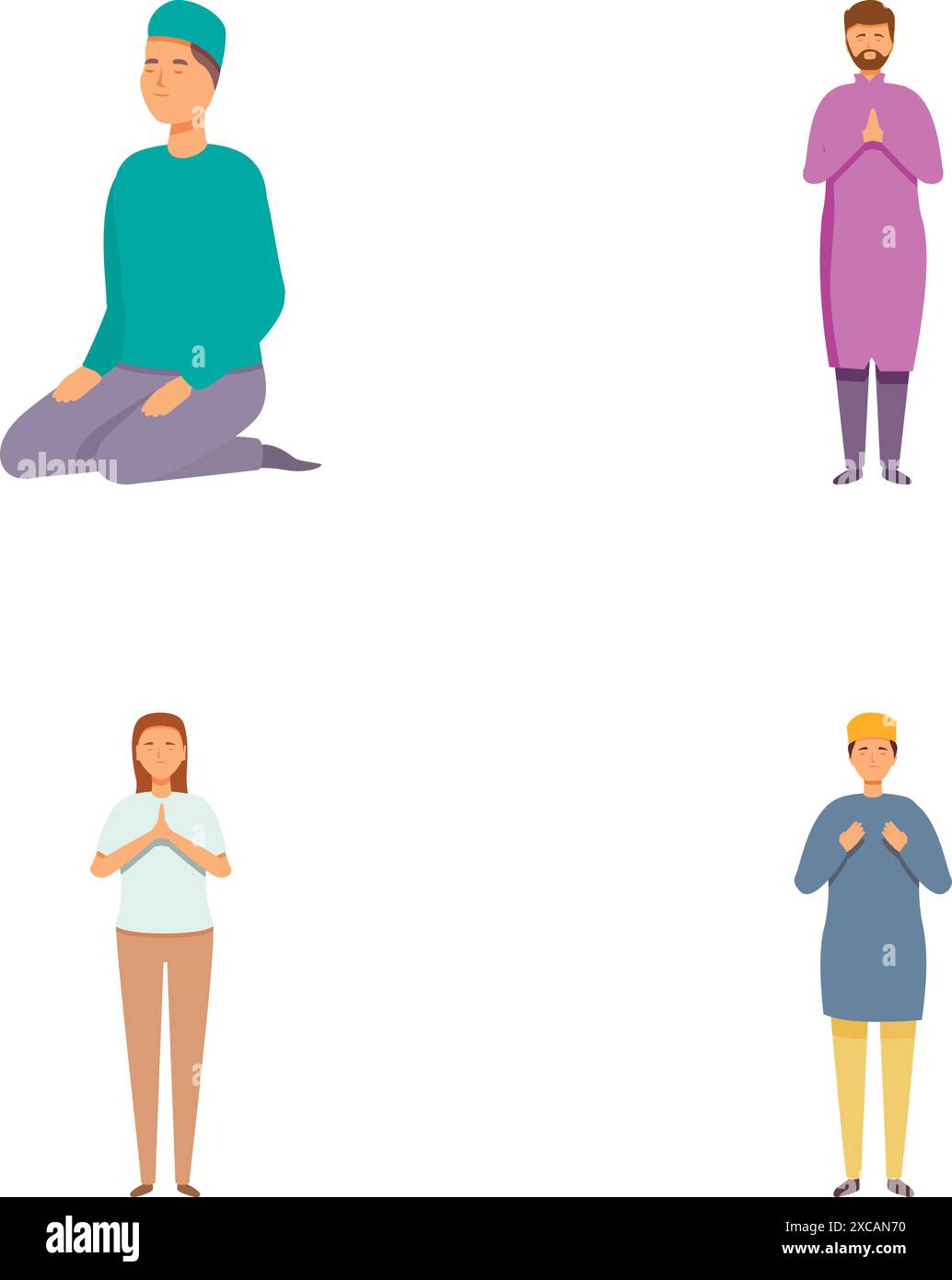 Set of four illustrations depicting people in relaxed postures, with ...