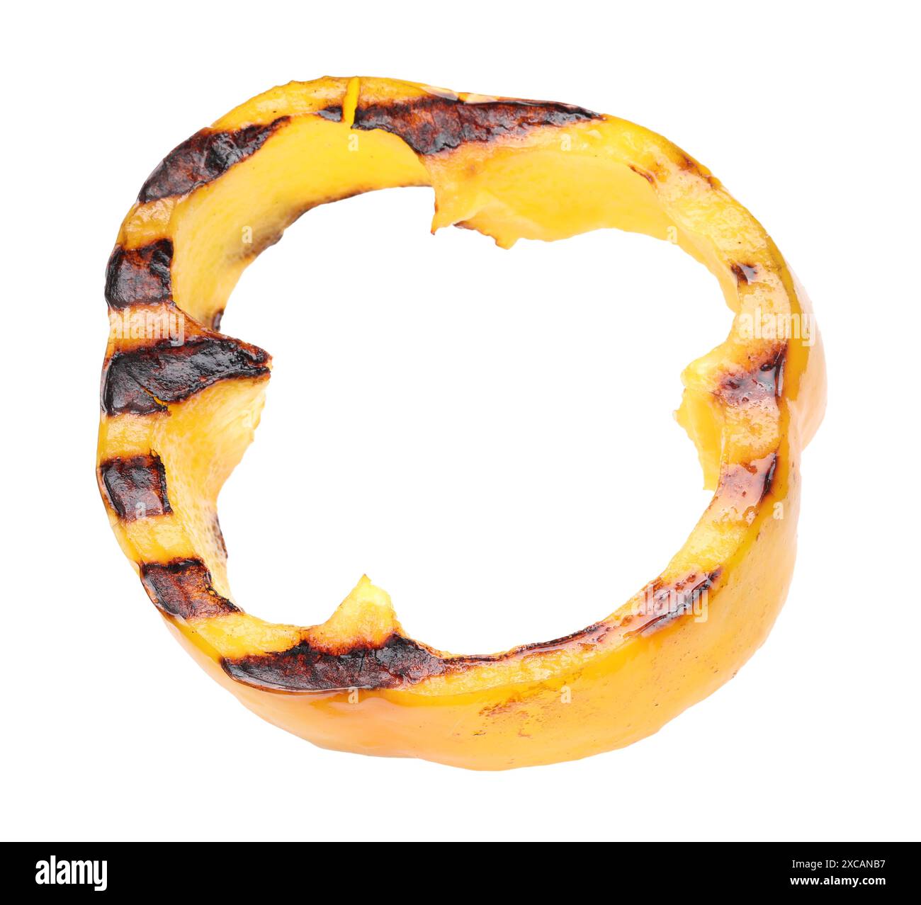 Slice of grilled yellow pepper isolated on white Stock Photo - Alamy