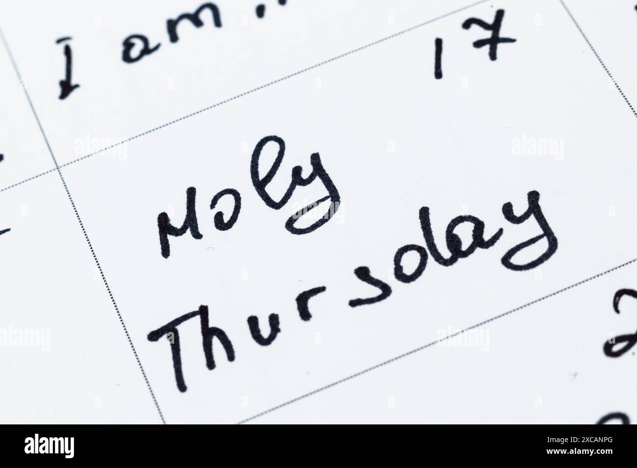 Holy Thursday on a calendar Photo Stock Photo - Alamy