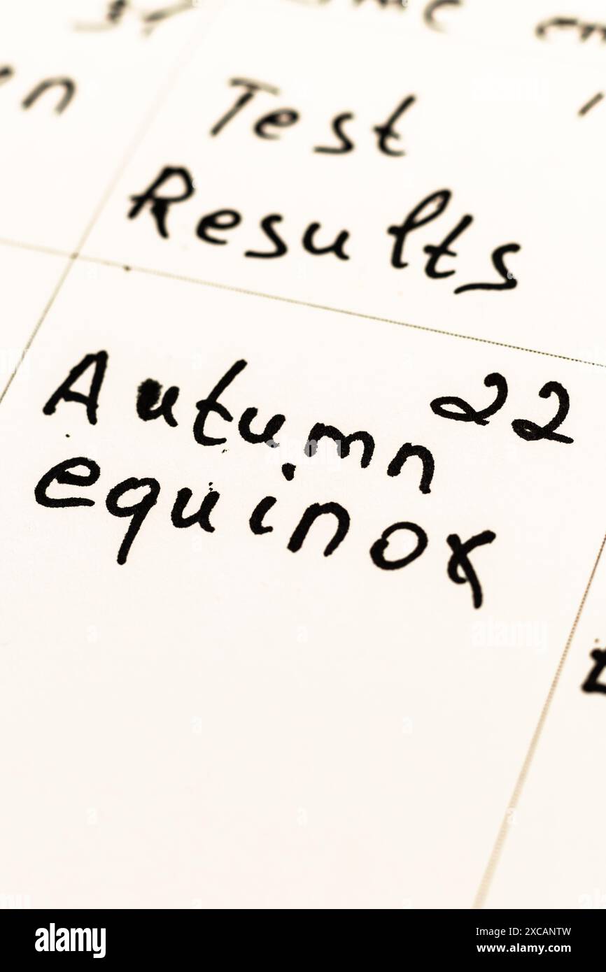 calendar September 22 autumn equinox Photo Stock Photo - Alamy