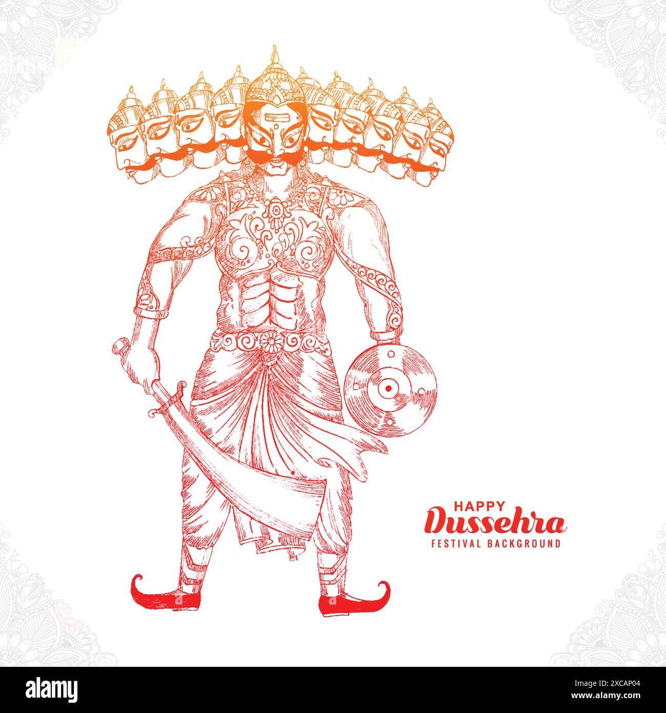 Happy dussehra celebration ravan with hand draw sketch design Stock ...