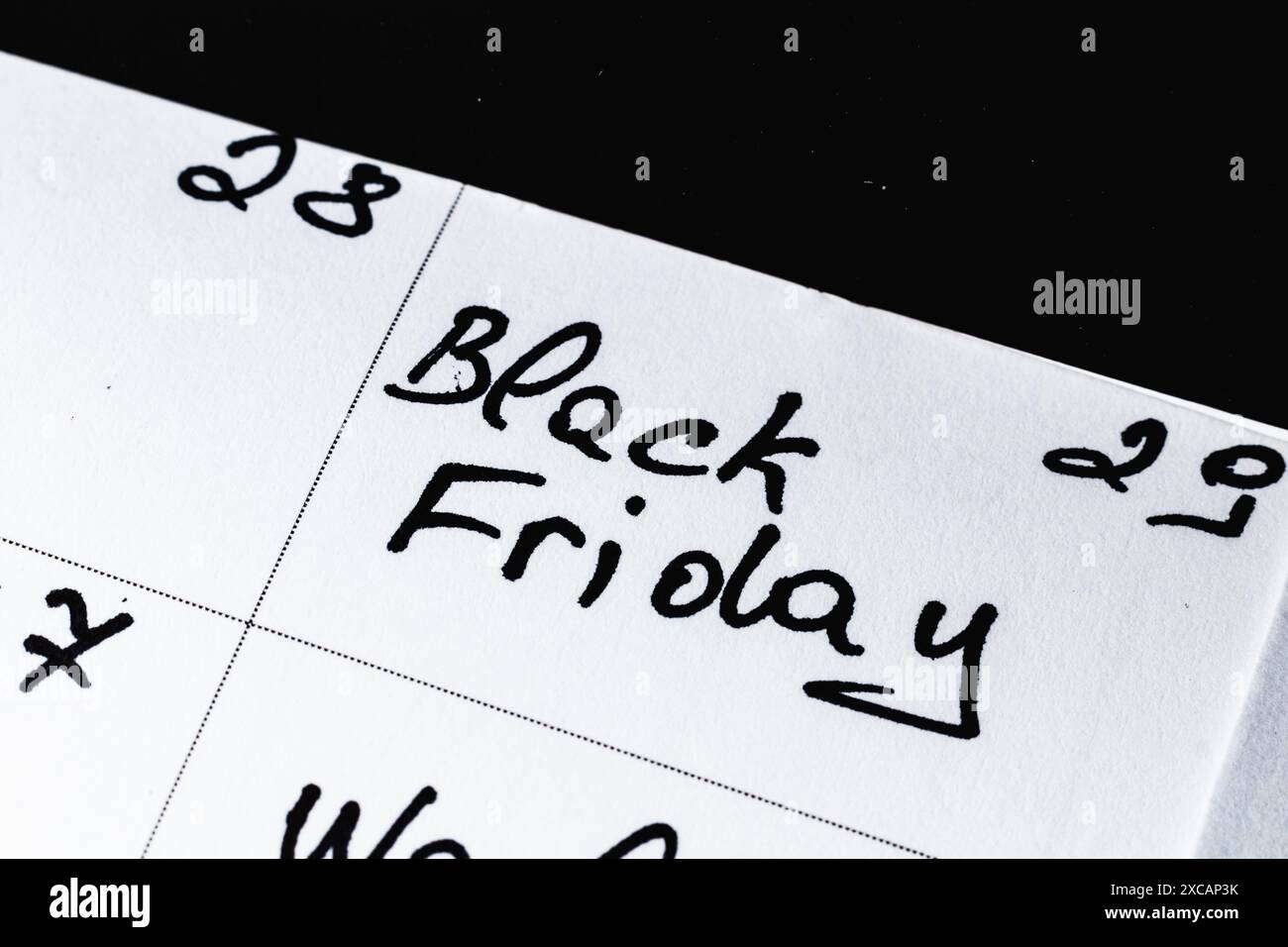 Black friday sale date on calendar Stock Photo - Alamy