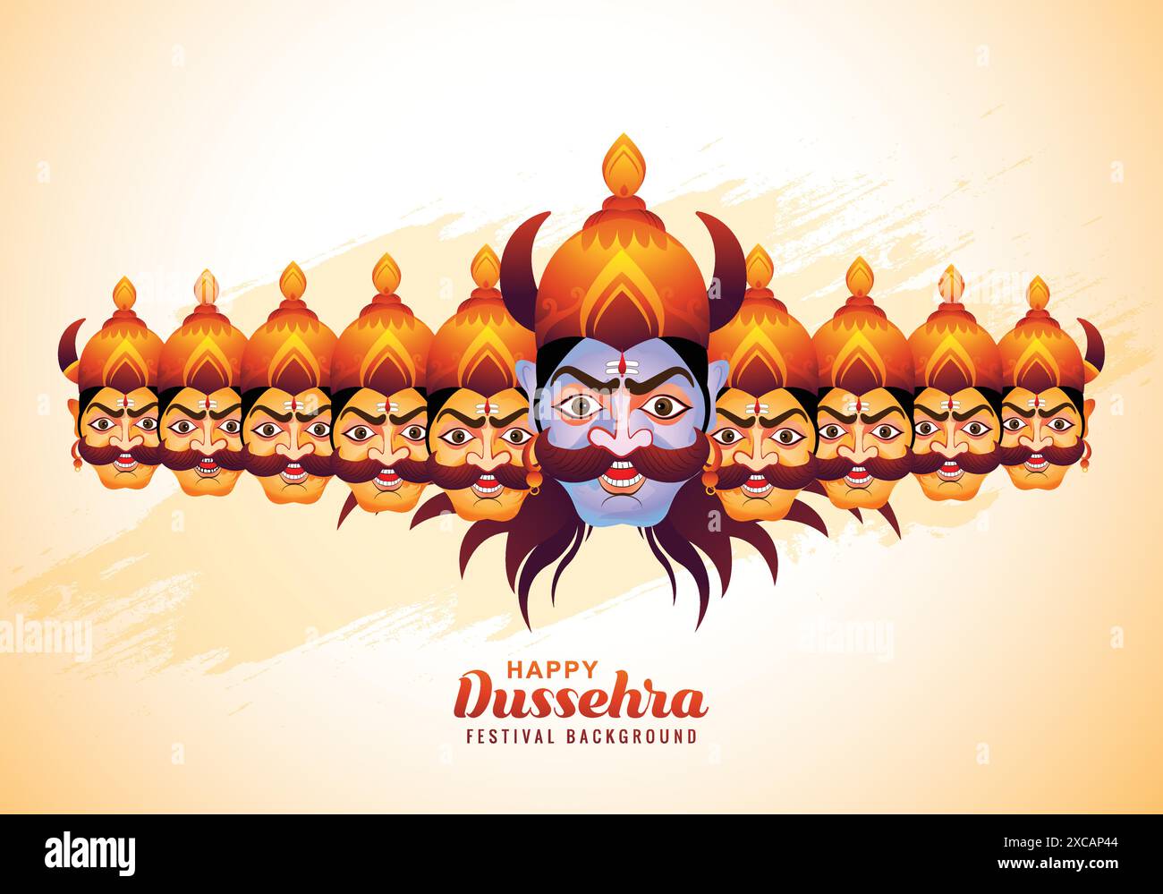 Happy dussehra celebration angry ravan with ten heads and bow card ...