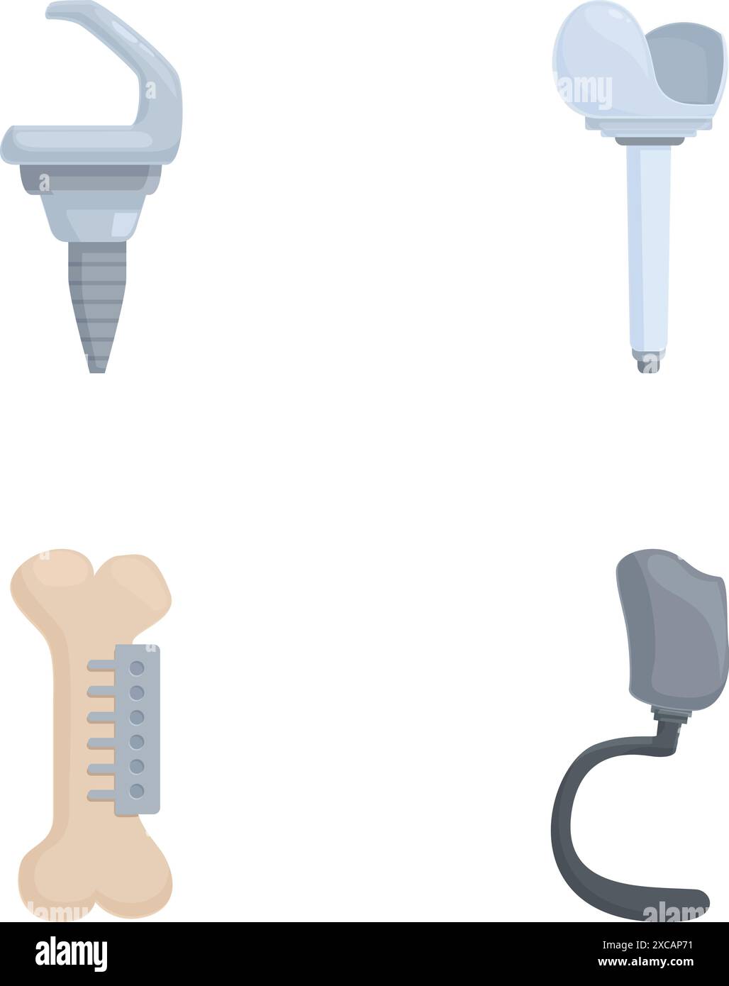 Illustration set featuring various types of medical prostheses and ...