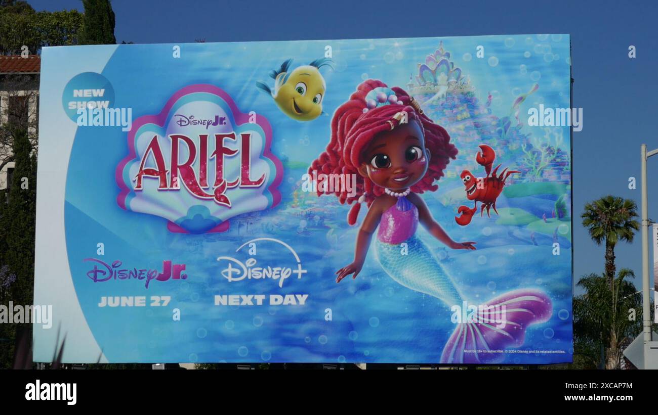 Los Angeles, California, USA 13th June 2024 Disney Jr. Ariel Billboard ...