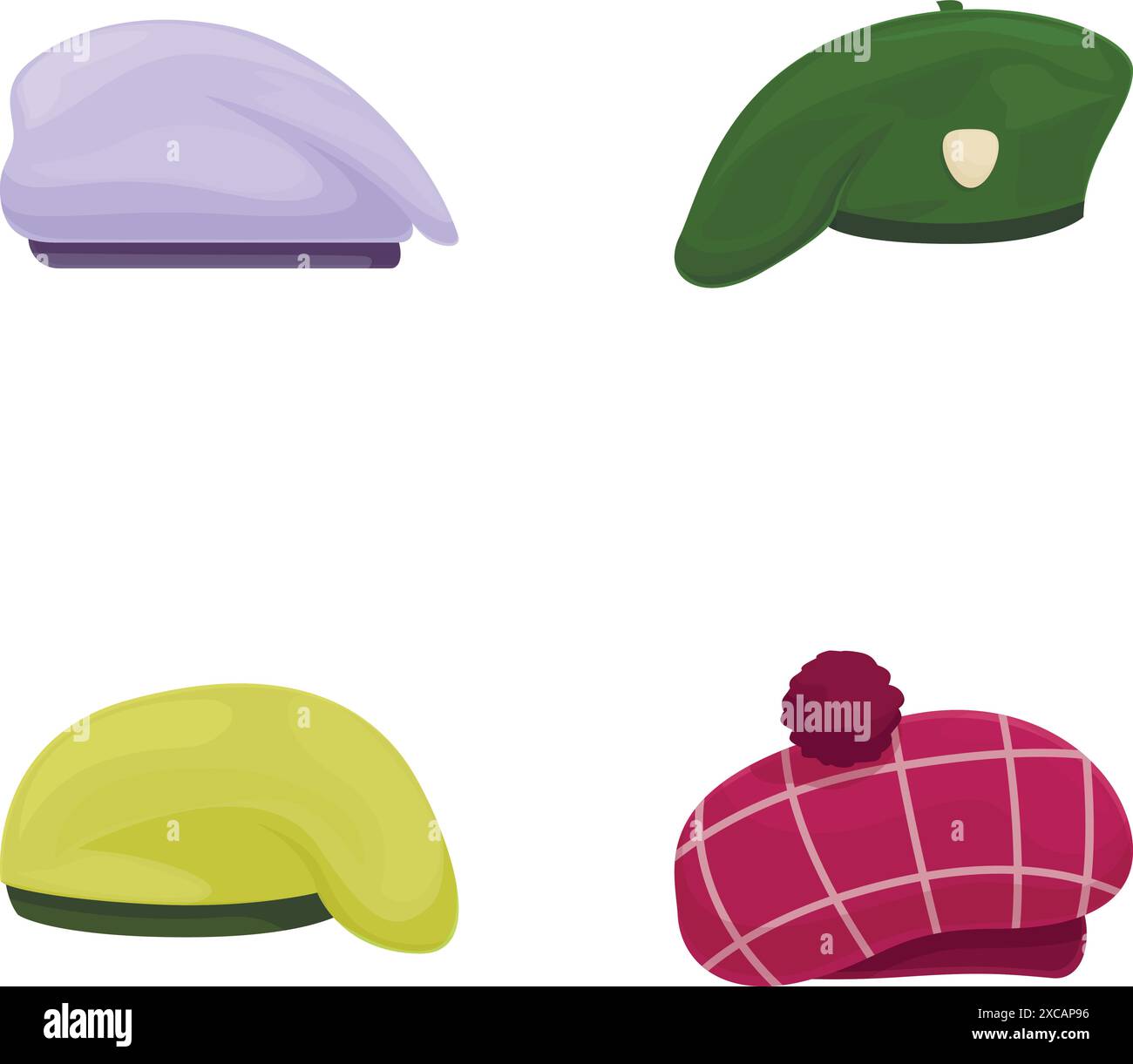 Illustration set featuring four different styles of cartoon hats in ...
