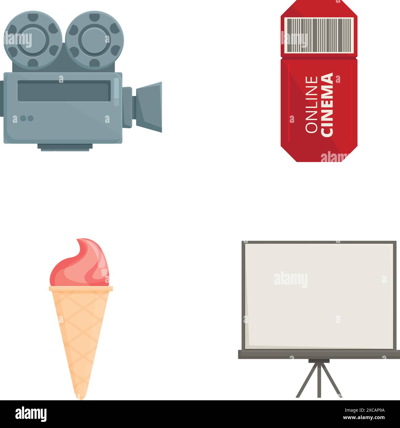 Collection of colorful icons representing film and entertainment hi-res ...