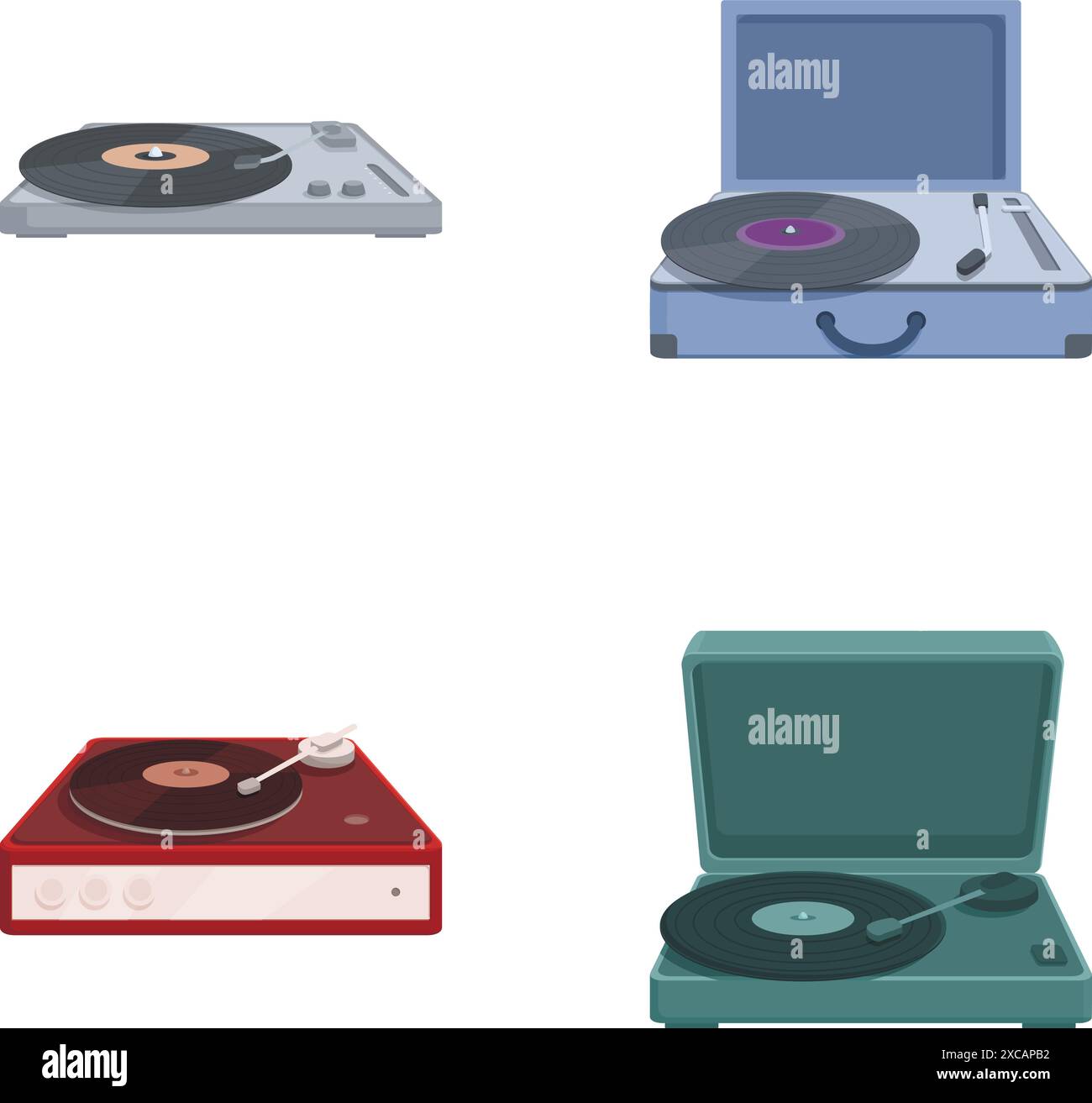 Collection of four different styled turntables, representing the ...