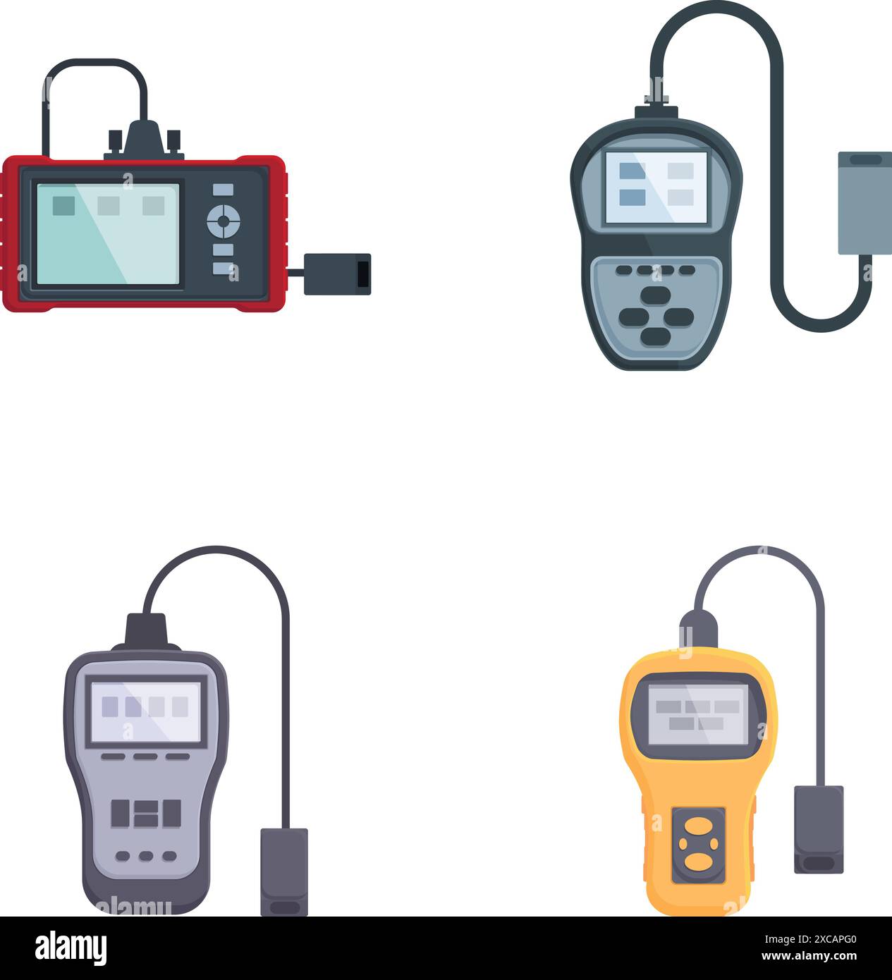 Vector illustration of four digital multimeters for electrical ...