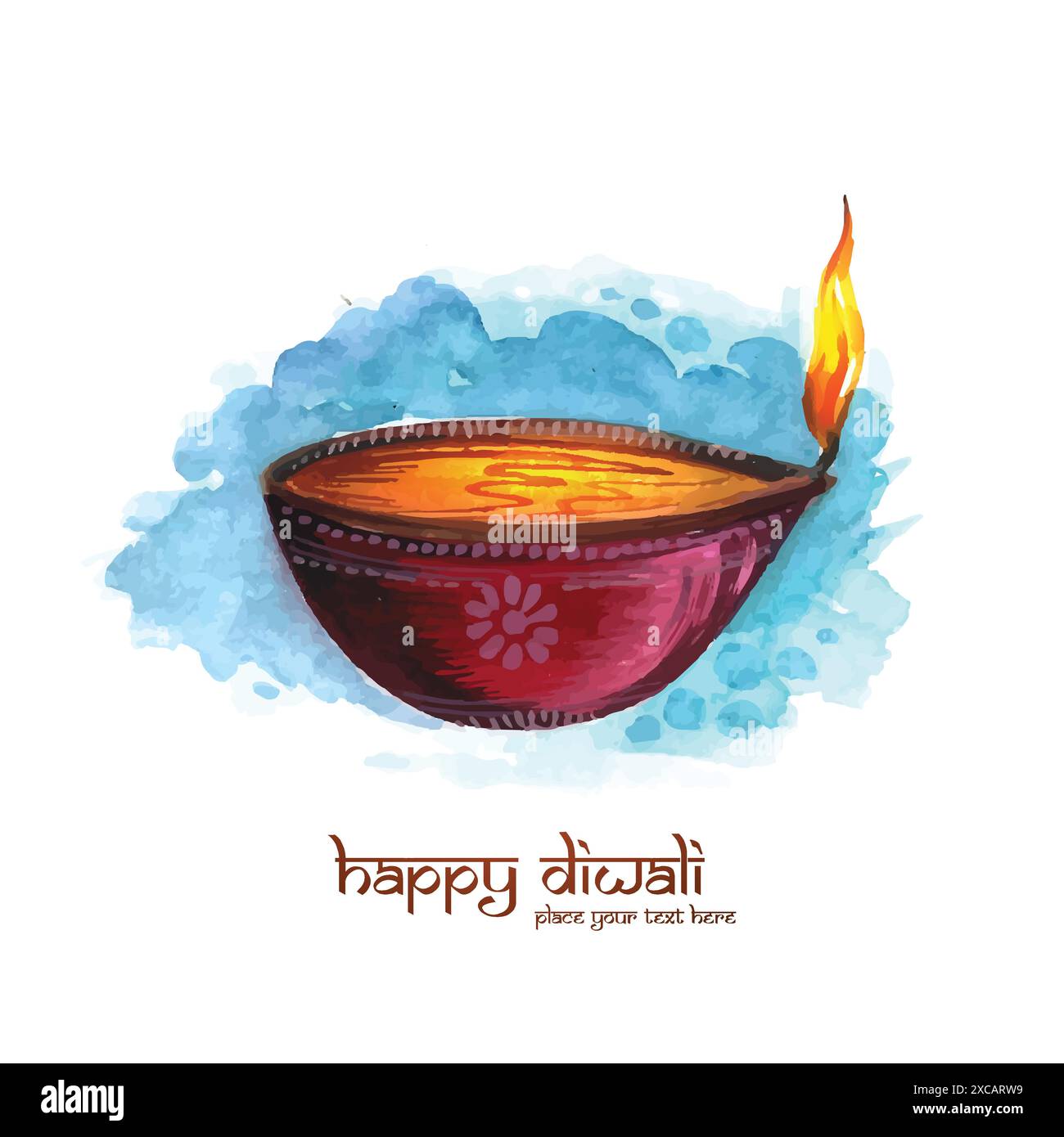 Happy diwali holiday background for watercolor diya festival design ...