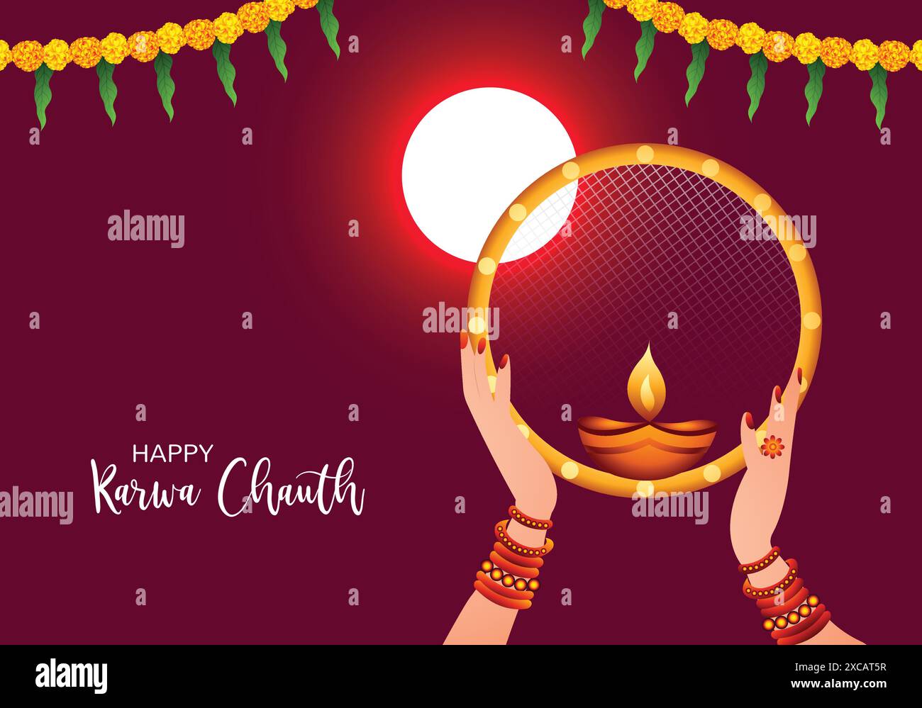 Indian karwa chauth festival card background Stock Vector Image & Art ...