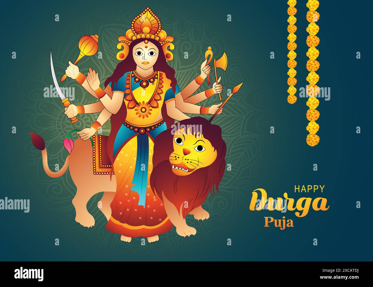 Beautiful illustration durga puja festival card background Stock Vector ...