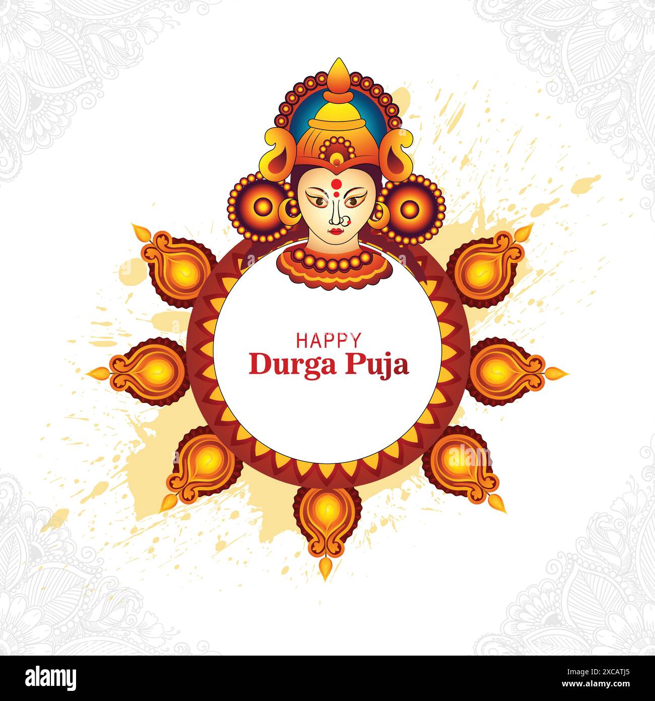 Happy durga puja india festival holiday card illustration background ...