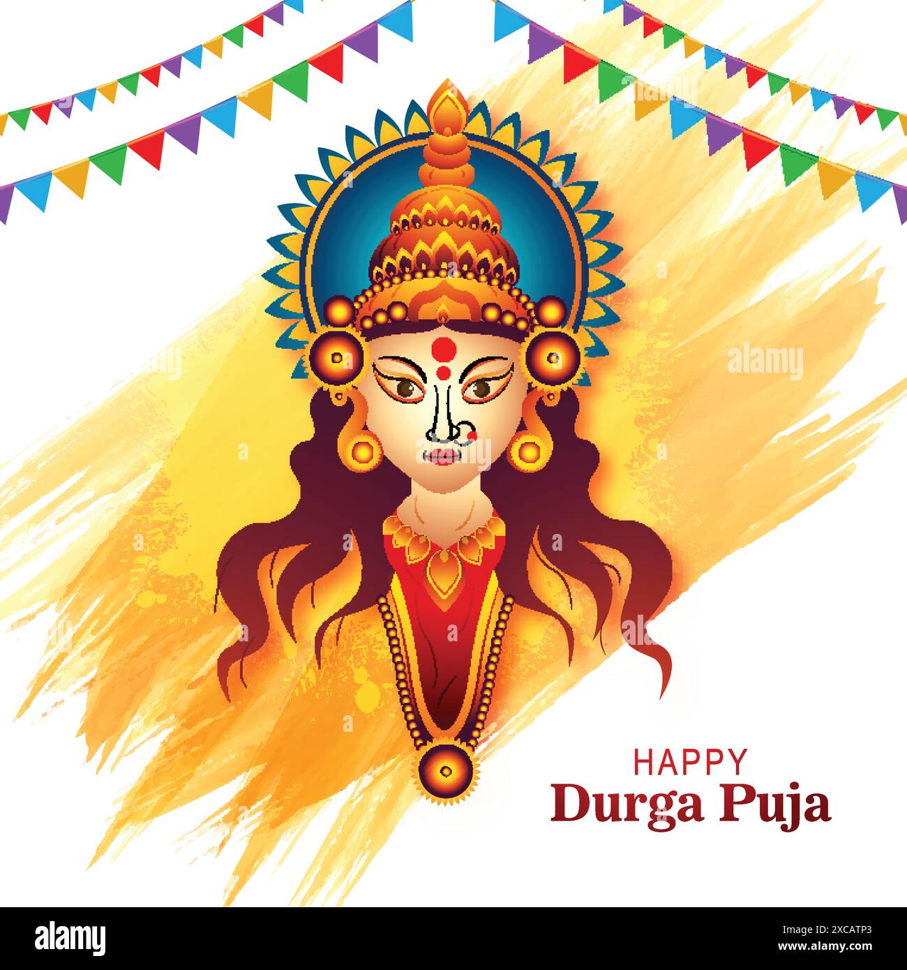 Happy durga puja india festival holiday card illustration background ...