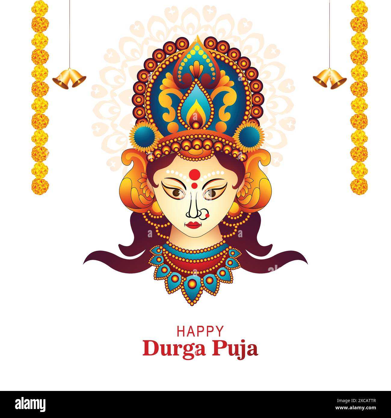 Happy durga puja indian cultural festival card celebration background ...