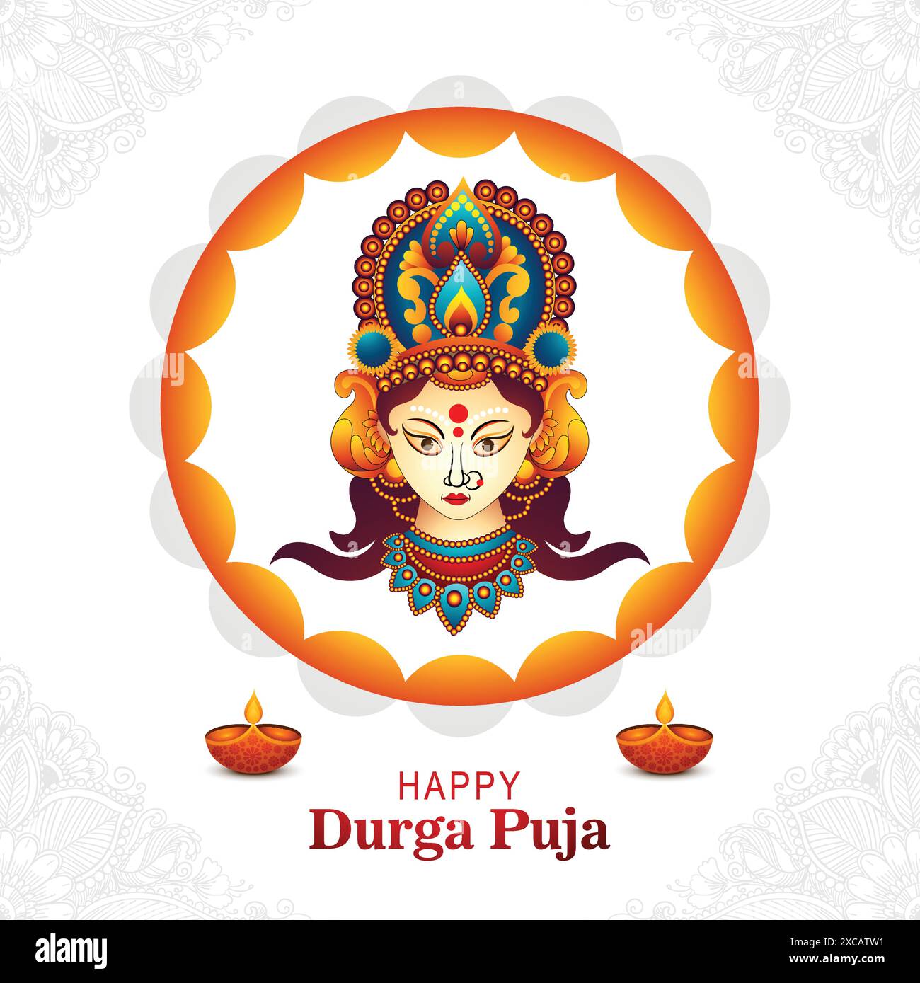 Happy durga puja indian cultural festival card celebration background ...