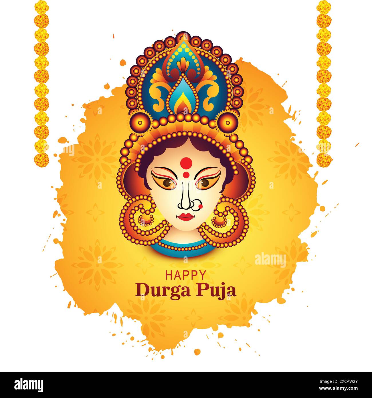 Happy durga pooja indian festival religious holiday card background ...