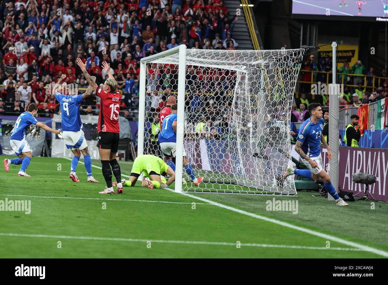 Dortmund. 15th June, 2024. Alessandro Bastoni (1st R) celebrates ...
