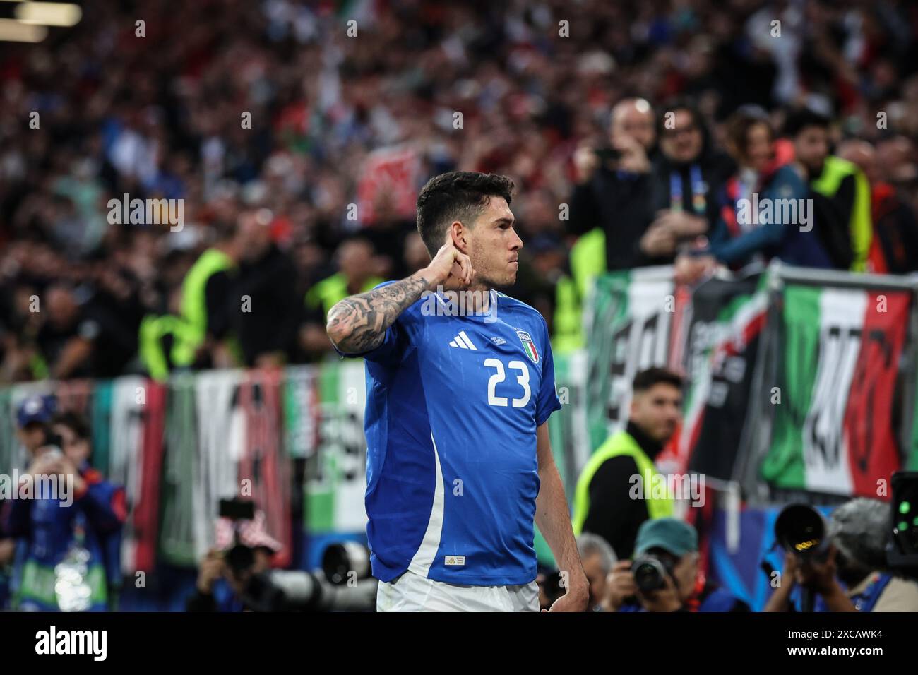 Dortmund. 15th June, 2024. Alessandro Bastoni of Italy celebrates ...