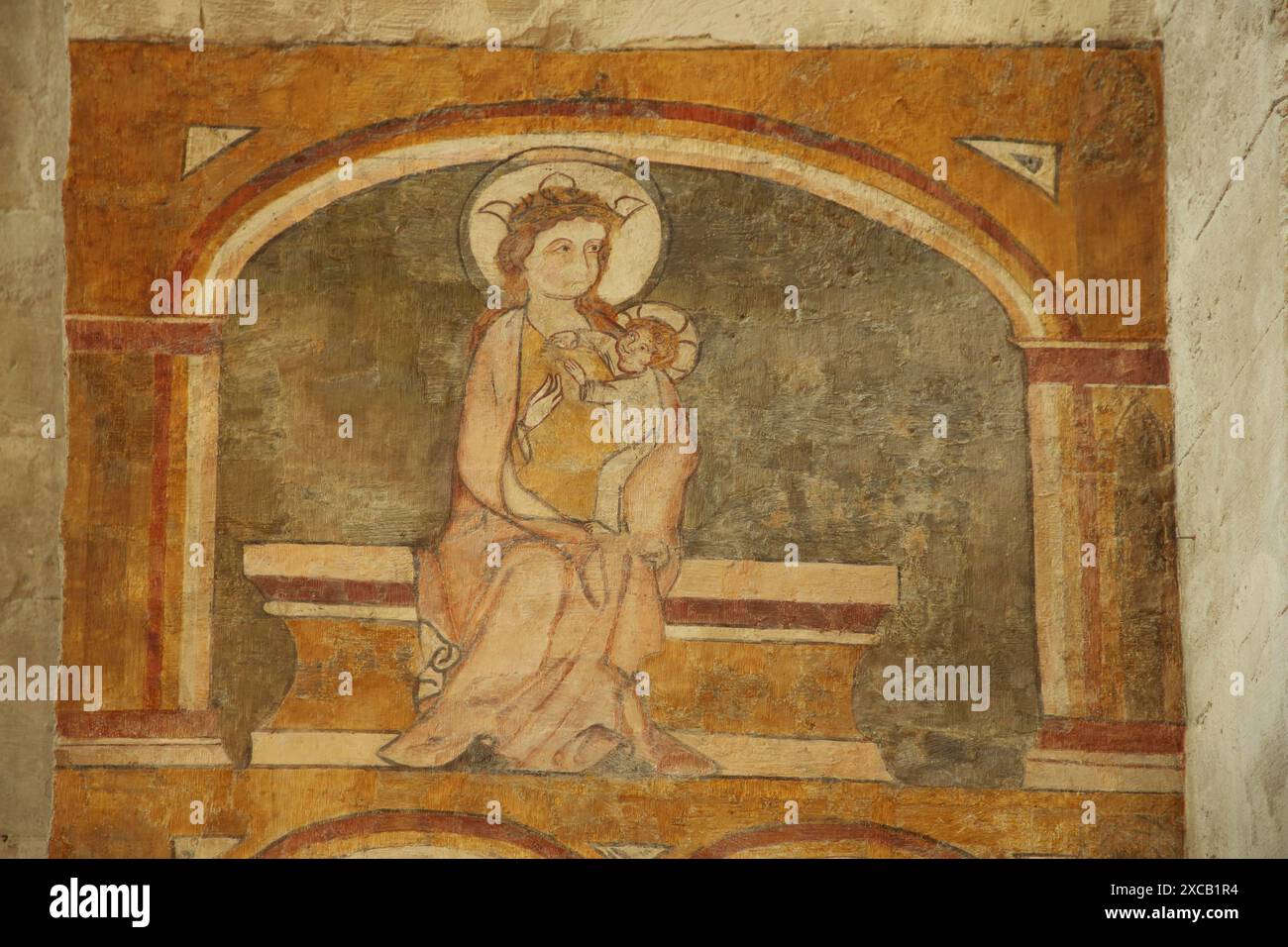 Late Gothic mural painting Our Lady with Child Jesus, Notre-Dame, Saint ...