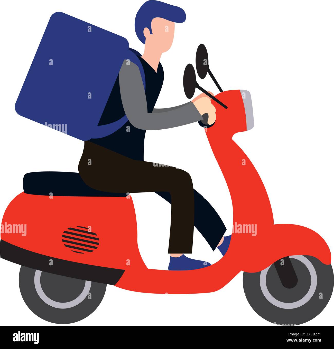 Delivery man riding a red scooter illustration. Fast food delivery man vector Stock Vector Image ...