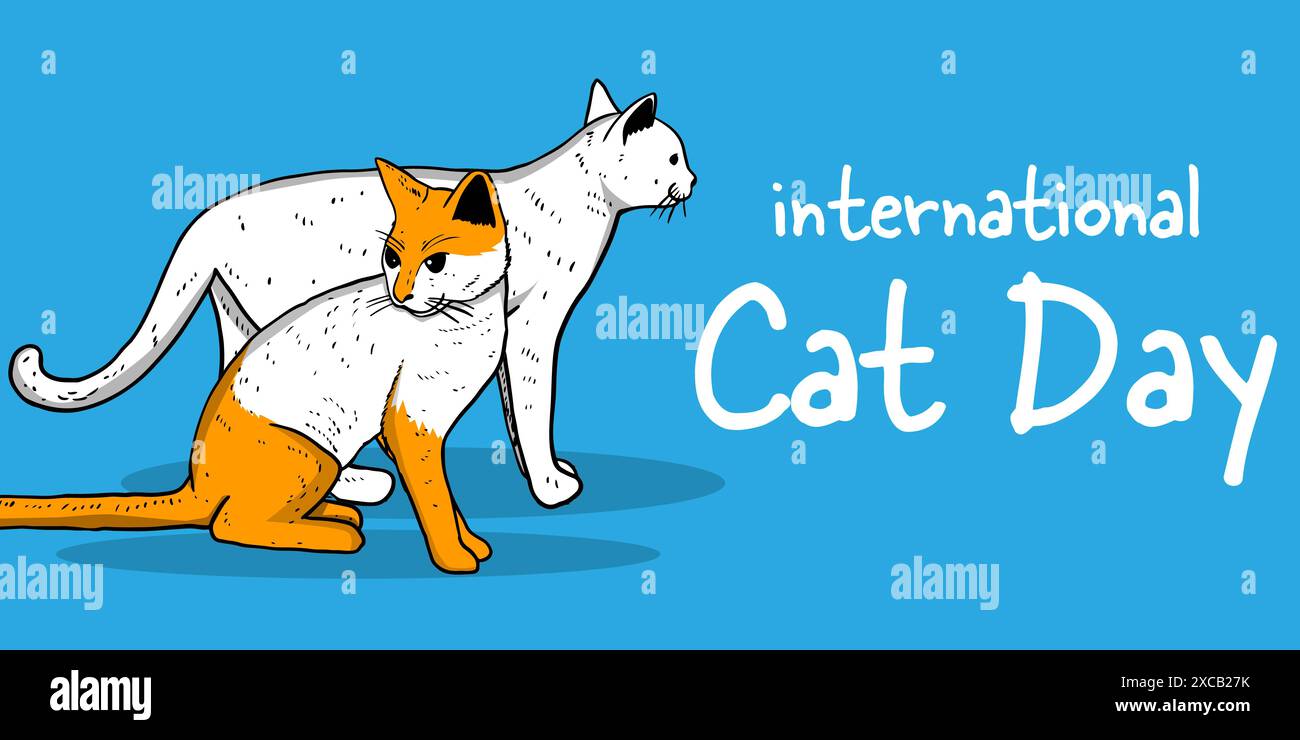international cat day horizontal banner illustration Stock Vector Image ...