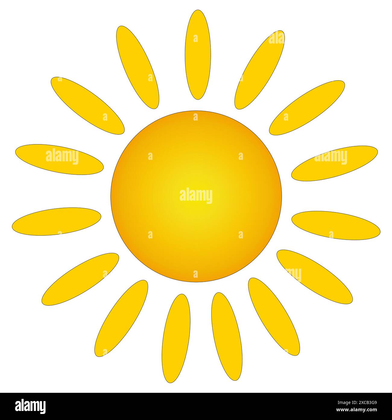 A vibrant vector illustration of a summer sun with golden rays in the ...