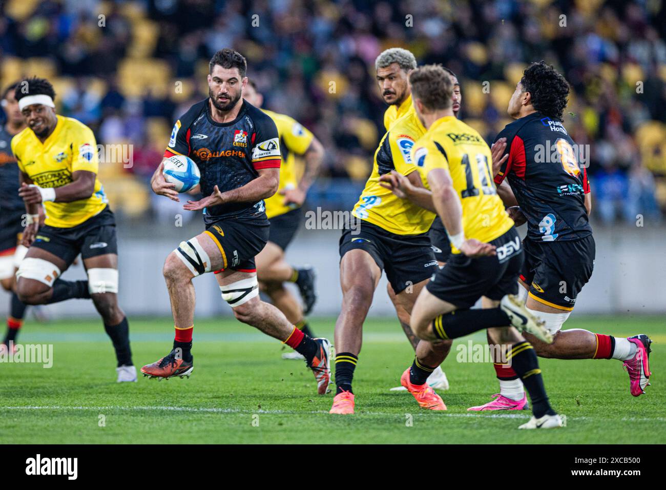 Wellington, New Zealand, 15 June, 2024. Luke Jacobson of the Chiefs ...