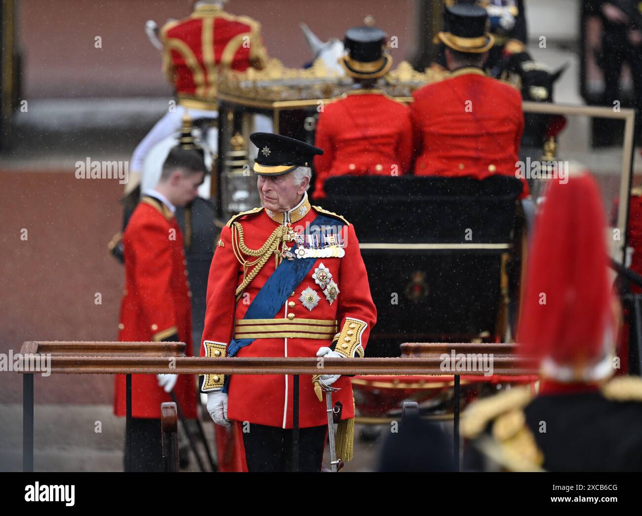 London, UK. 15th June, 2024. In a mix of torrential rain, thunder ...