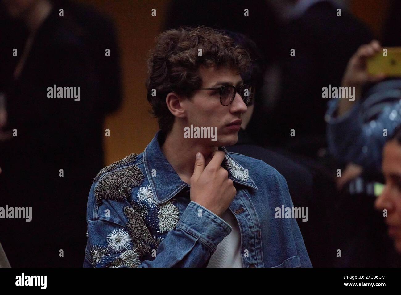 Mattia Carrano arrives at the Emporio Armani fashion show during the ...
